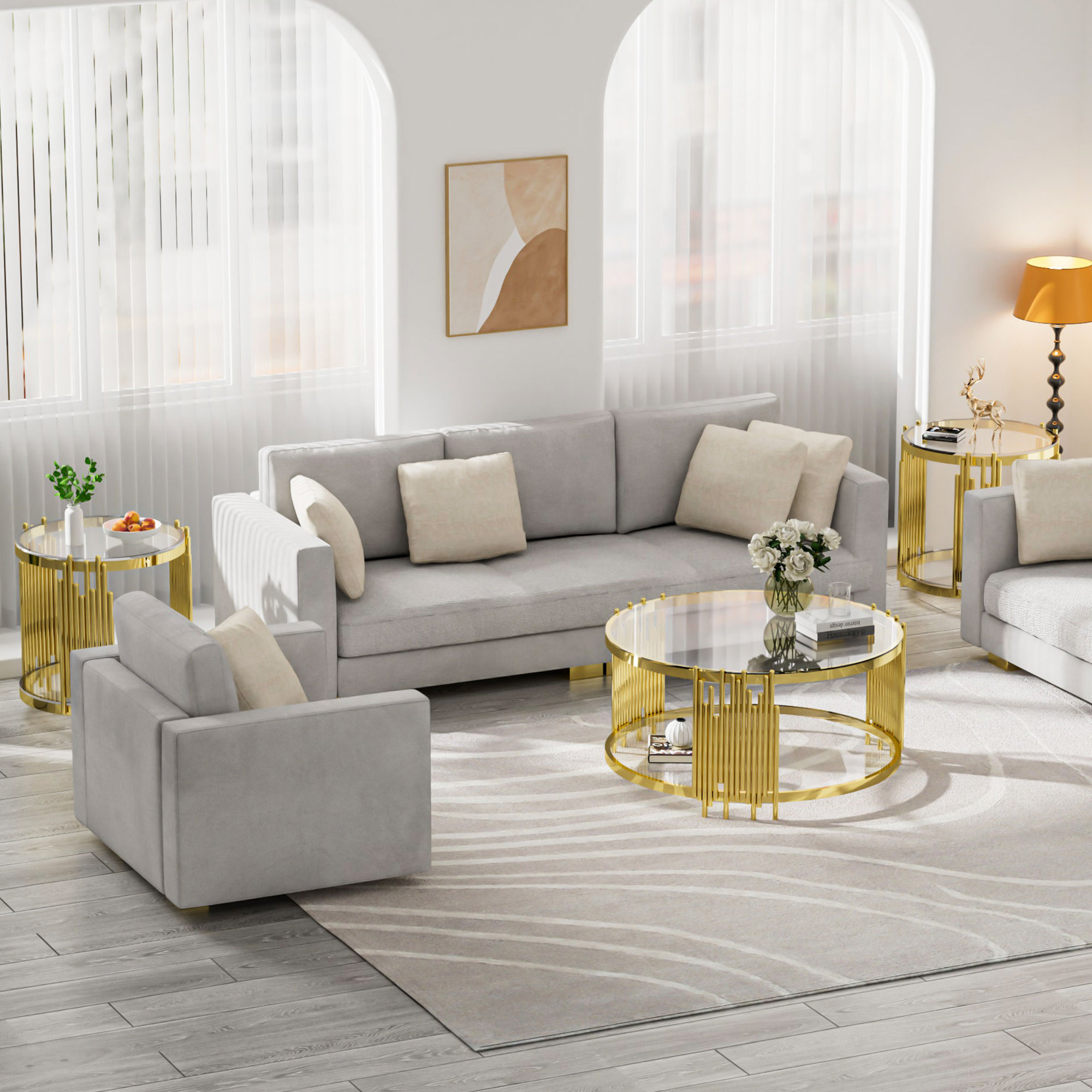 Everly Quinn Greicy 3 - Piece Glass Top Living Room Table Set | Wayfair