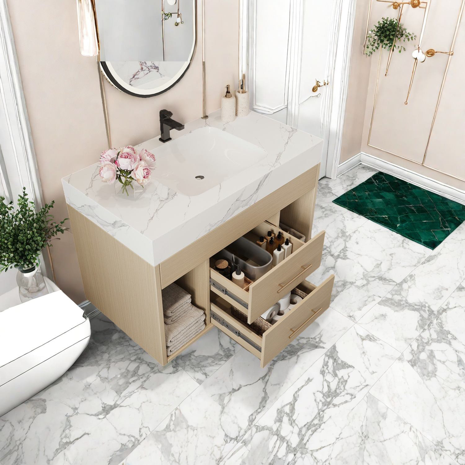 Wrought Studio™ Space-saving Modern Vanities With Ceramic Sink For ...