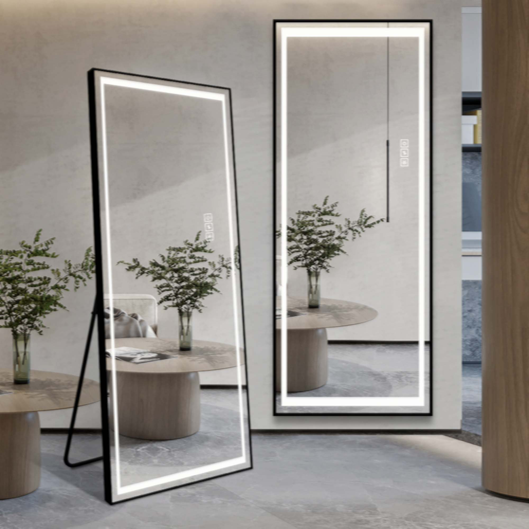 Ivy Bronx LED Mirror Full Length Mirror With Lights Wide Standing Tall ...
