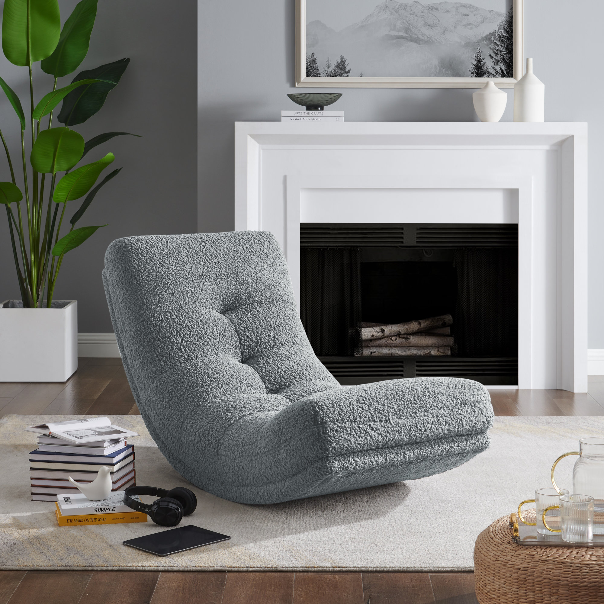 Loungie Kaleo Upholstered Rocking Game Chair - Ergonomic shape and ...