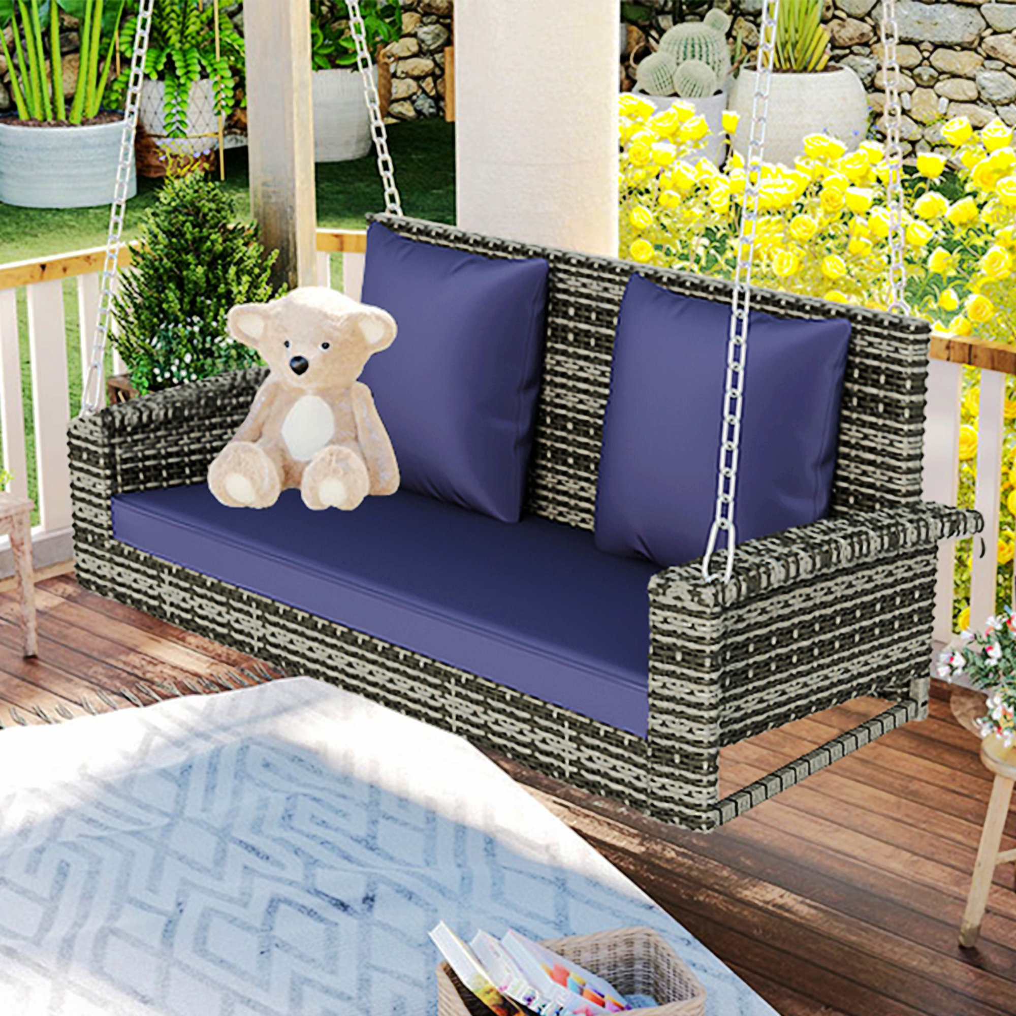 Red Barrel Studio 2-Person Wicker Hanging Porch Swing With Chains - Wayfair Canada