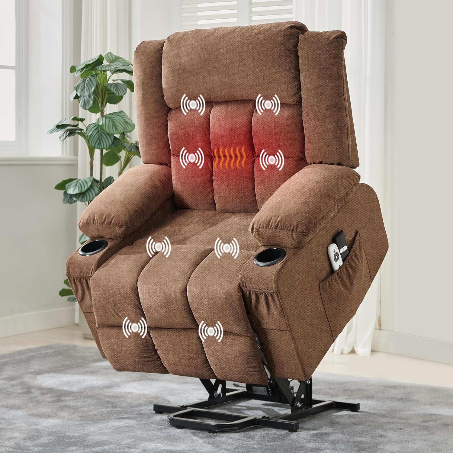 Latitude Run® Power Lift Recliner Chair With Massage And Heat For ...
