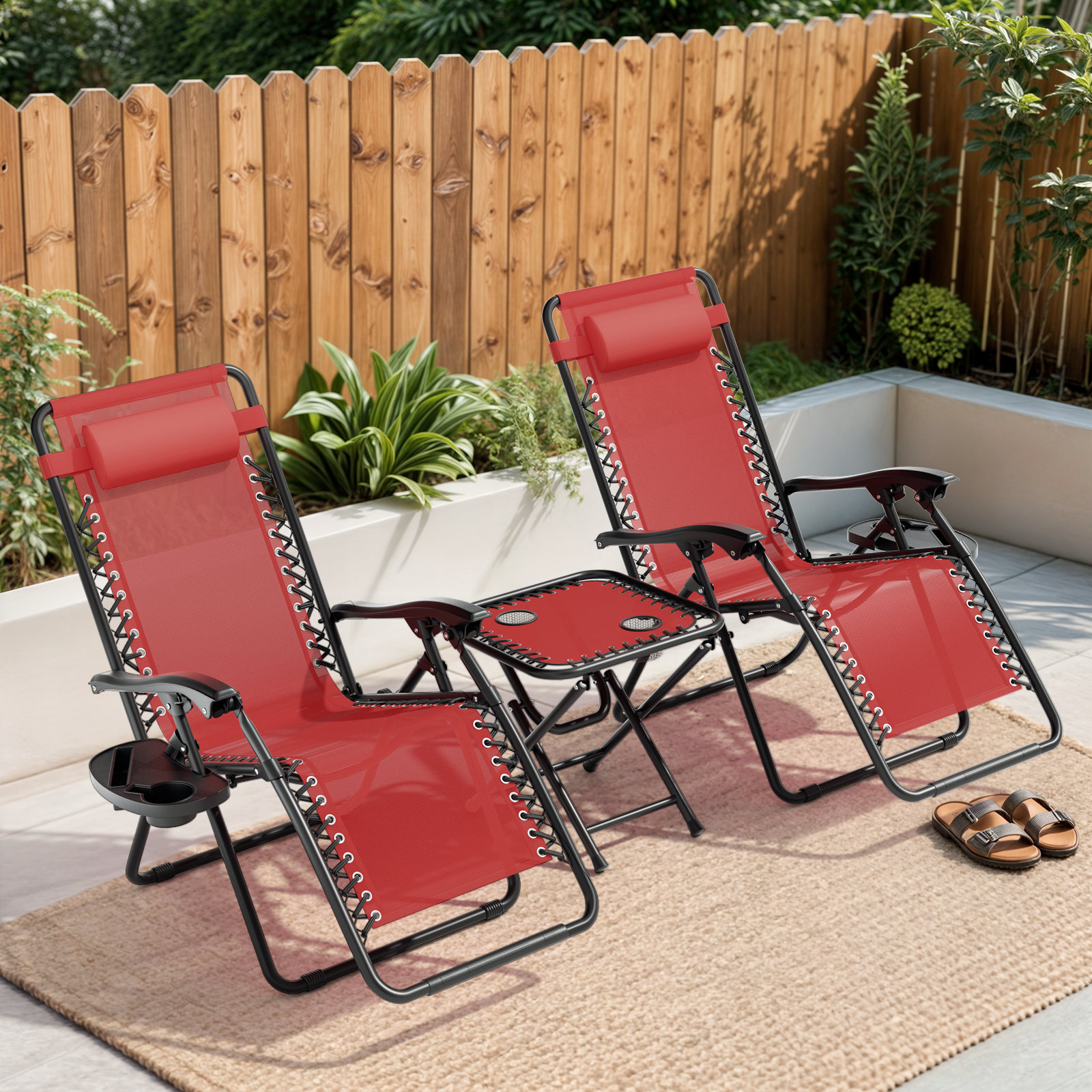 Arlmont & Co. Adjustable Zero Gravity Lounge Chairs Detachable Tray ...