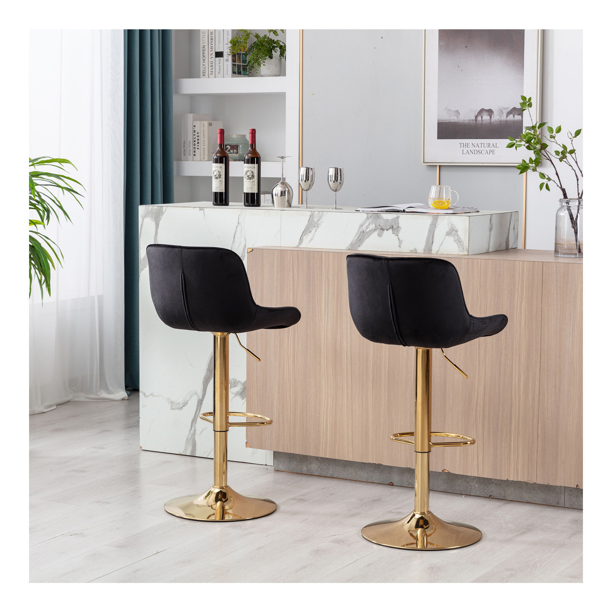 Everly Quinn Chrome Footrest And Base Swivel Height Adjustable ...