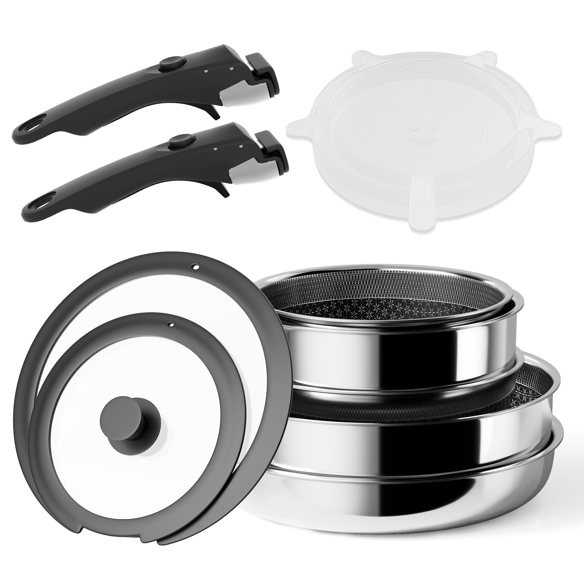 Caannasweis 12 Pieces Nonstick Cookware Set Stackable Induction Pots ...