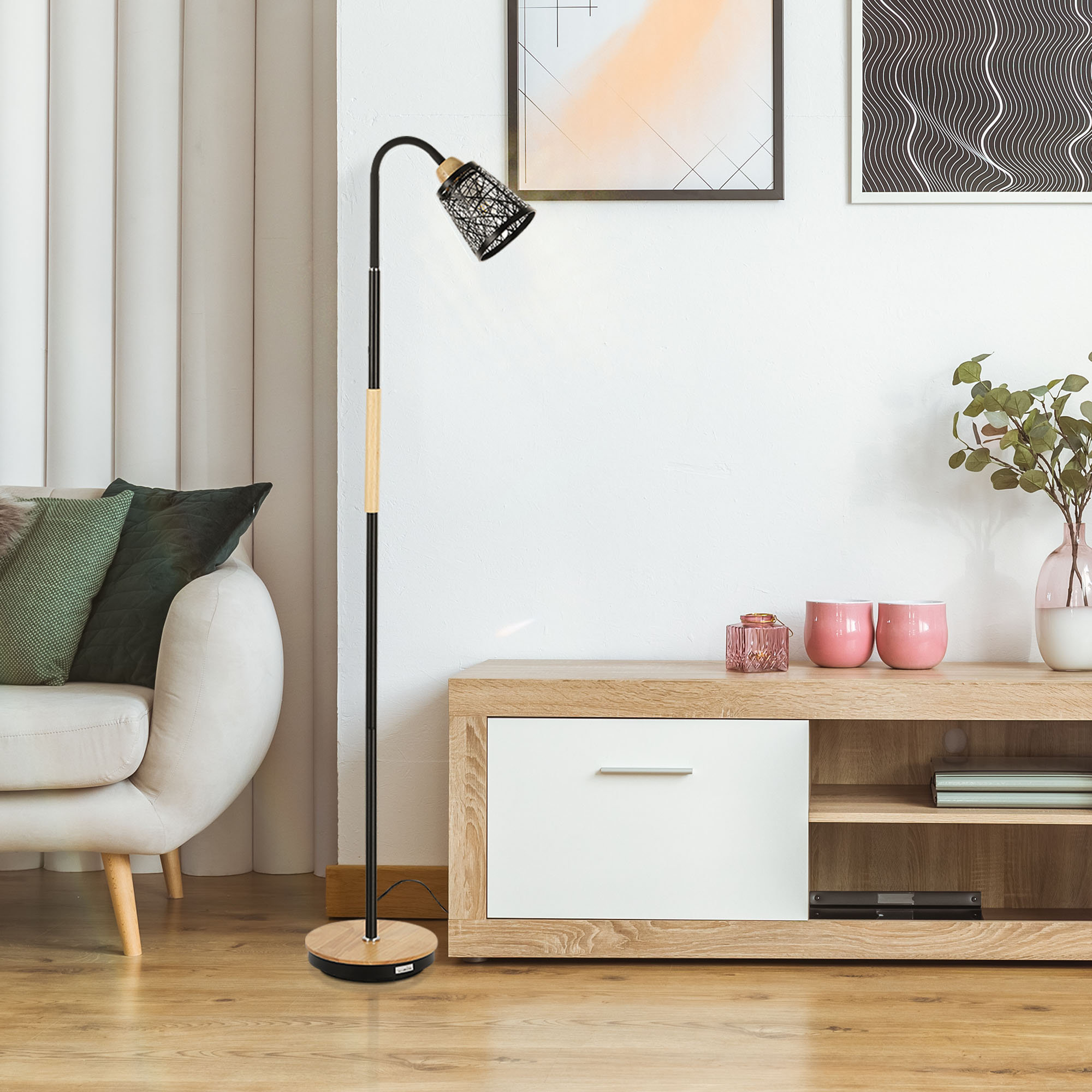 Orren Ellis 54inch Tall Craft Floor Lamp Modern Tall Standing Lamp ...