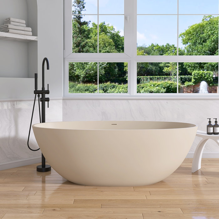 Lasaideal 65" x 30" Freestanding TubSolid Surface Stone Resin Soaking ...