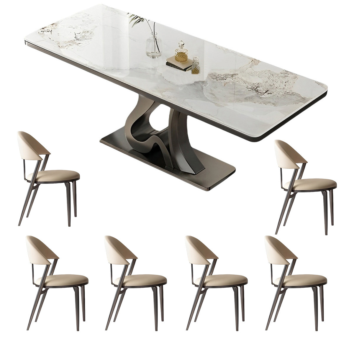 Elamer Light luxury modern rock plate table and chair set - Wayfair Canada