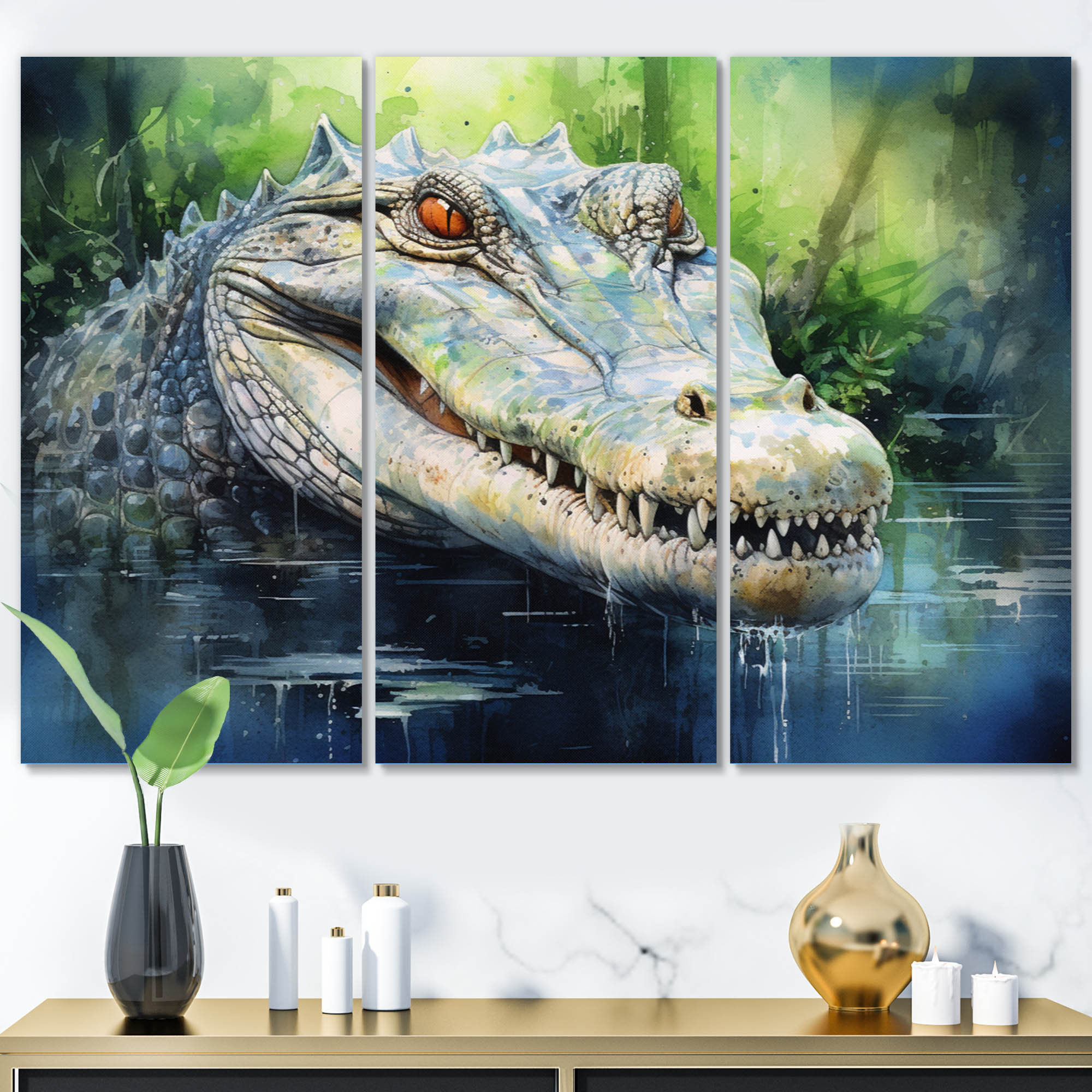 Design Art Majestic Crocs - Animals Alligators Metal Art Print Set ...