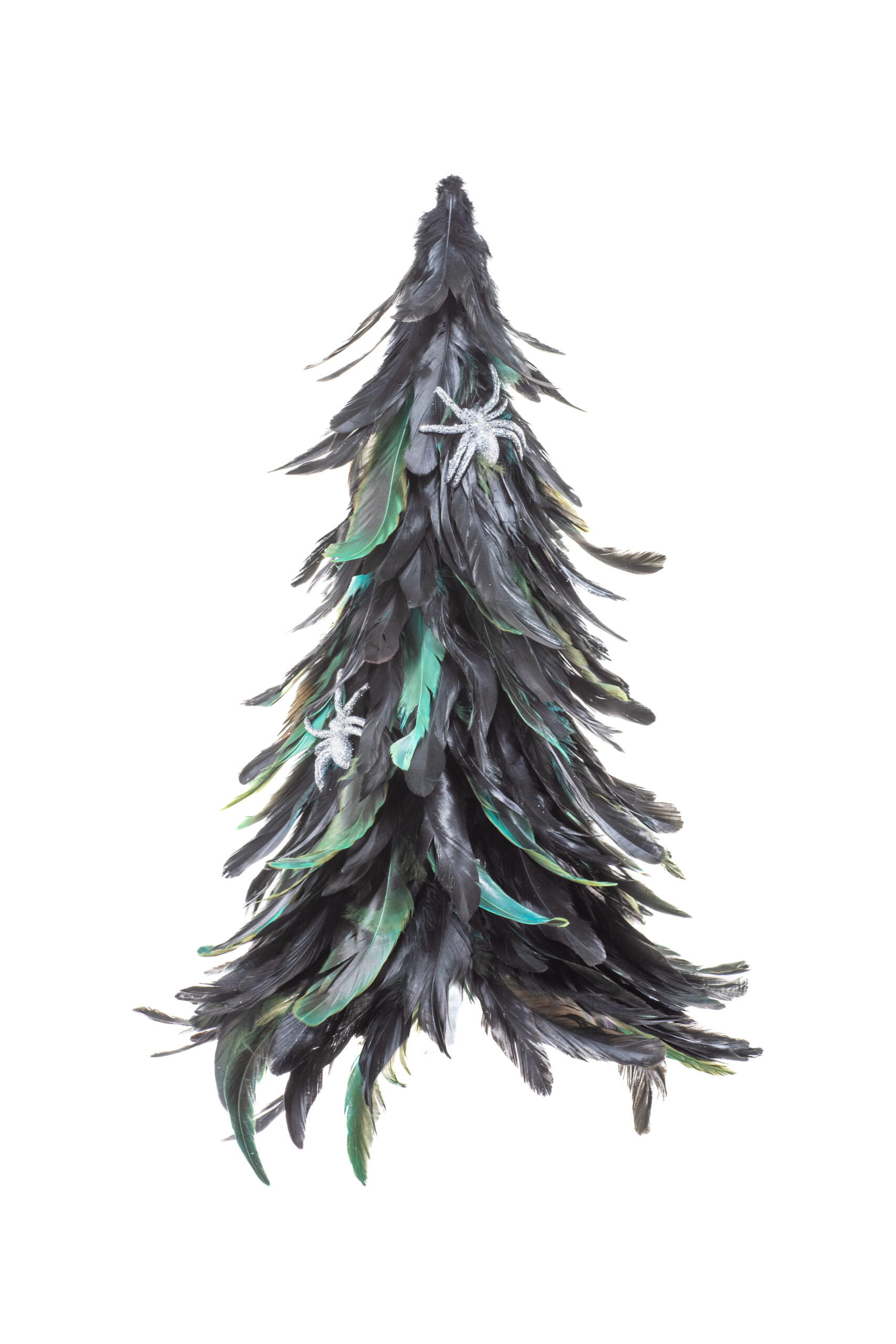 The Holiday Aisle® Black/Green Polylon Feathered Tree with Silver ...