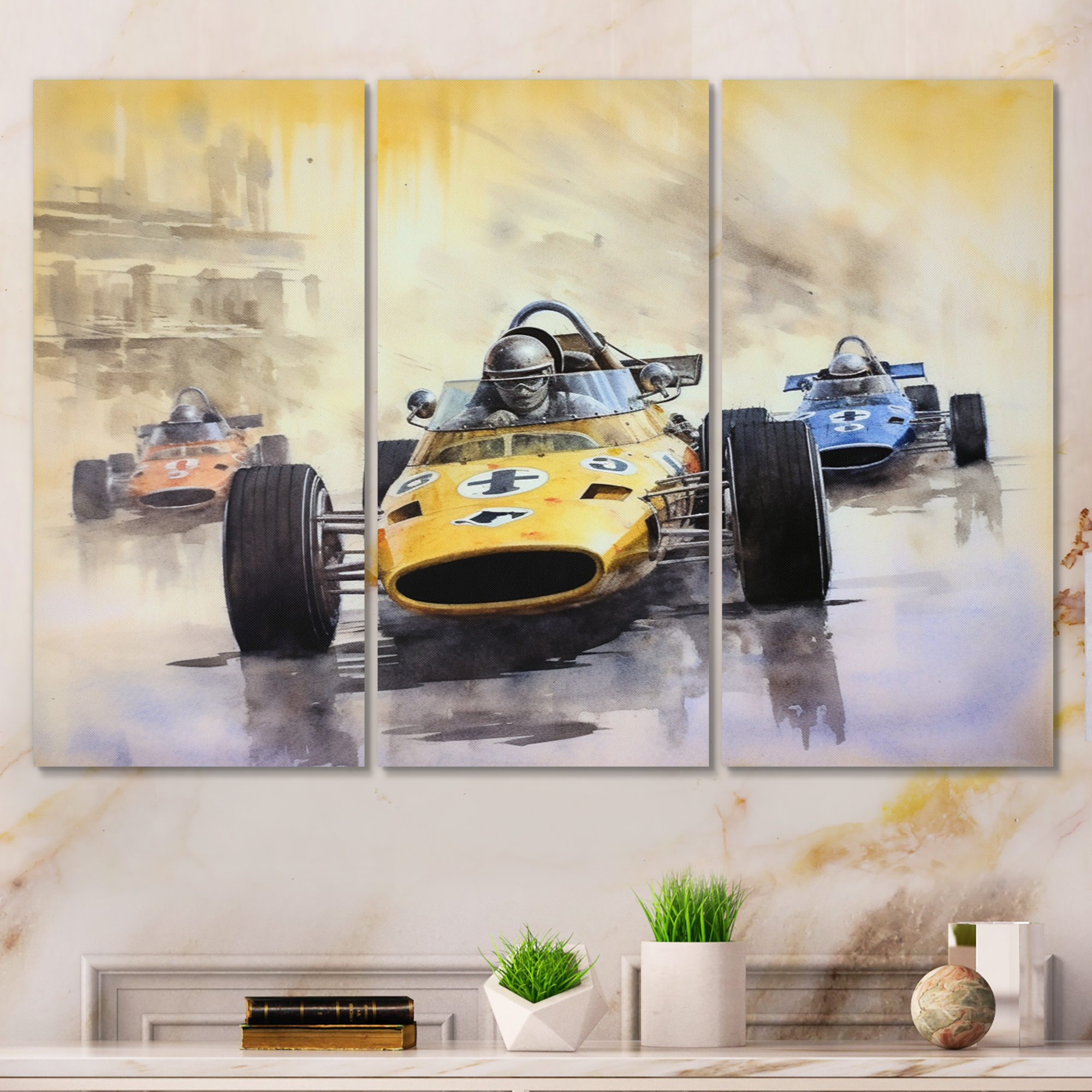 Design Art Vintage Formula Speedway Rush - Racing Metal Wall Decor Set ...