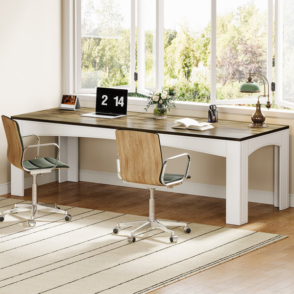 August Grove® 78.74'' Extra Long Computer Desk, Wooden Large Double ...