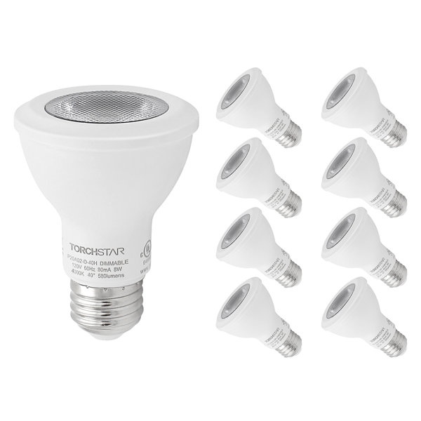 TORCHSTAR PAR20 LED Spotlight Bulb Dimmable 8W 50W Eqv., E26 Base 4000K ...