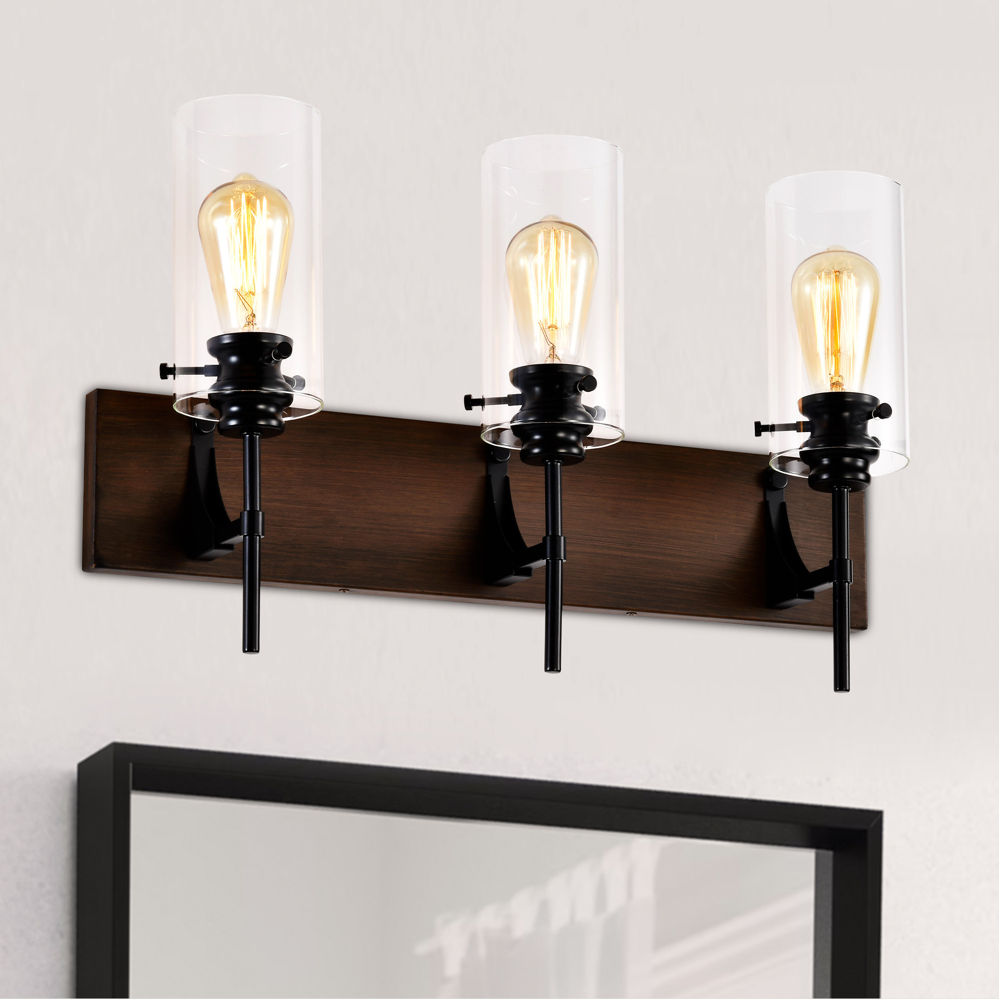 17 Stories 3-Light Modern Vanity Light Fixture with Glass Shades - E26 ...