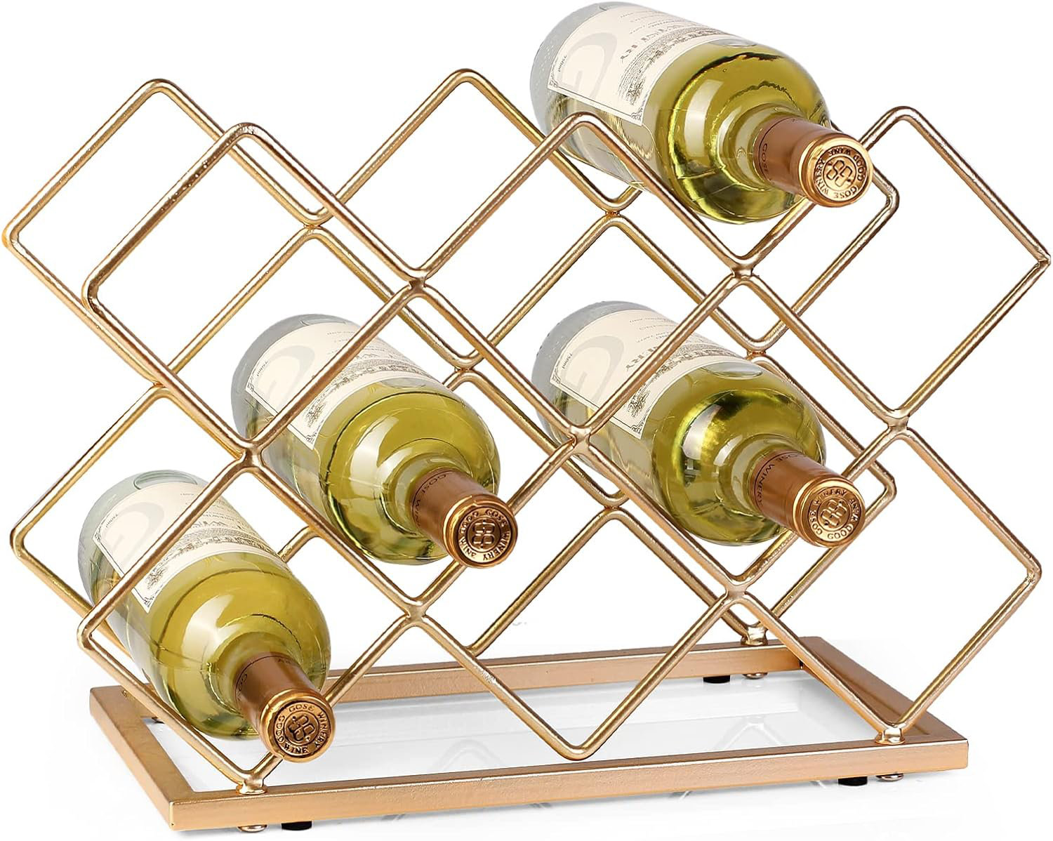 Mercer41 Countertop Wine Rack - 10 Bottle Freestanding Modern Metal ...