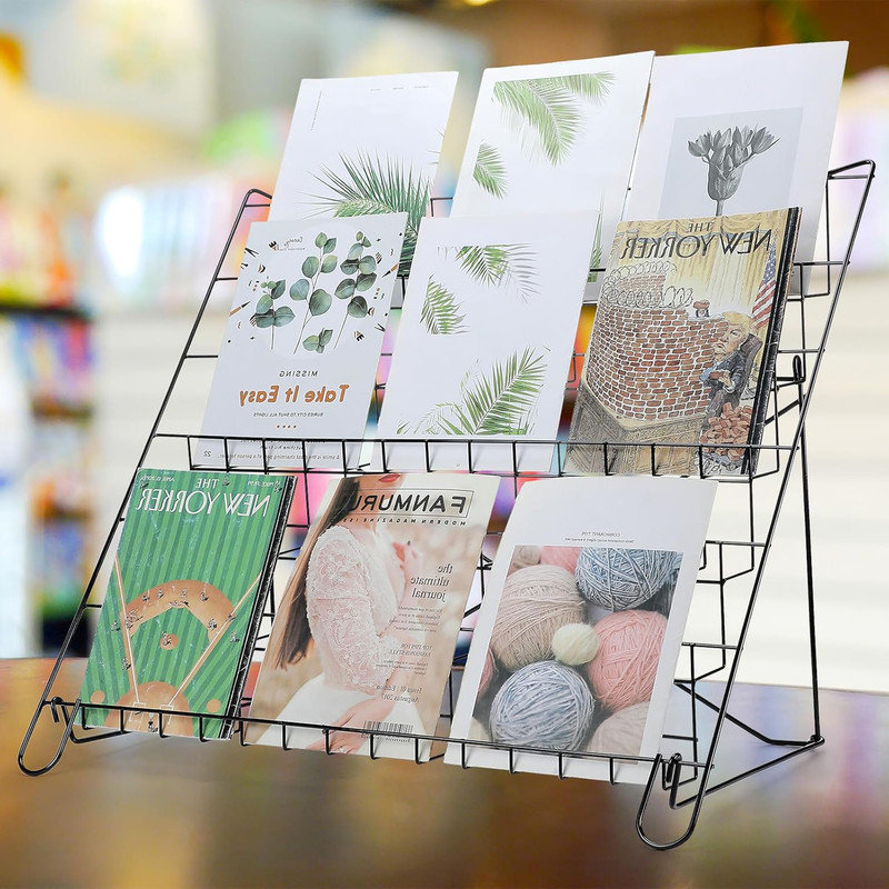 Rebrilliant 6 Tiered Book Display Rack Wire CD Display Rack Tabletop ...