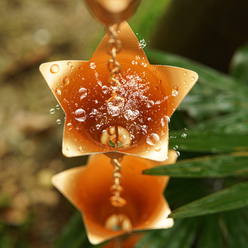 Latitude Run® Rain Chains Decorative Rain Chain Bell with 12 Cups 8-1/2 ...