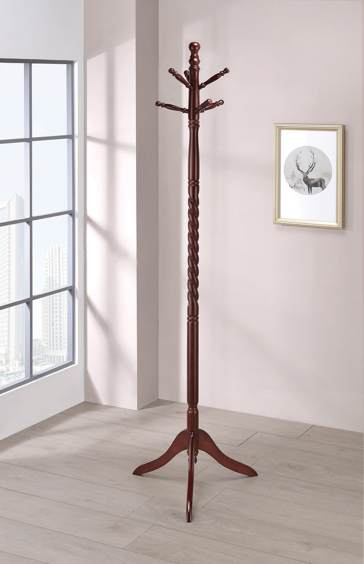 Canora Grey Wooden 2-Tier Coat Rack, Merlot | Wayfair