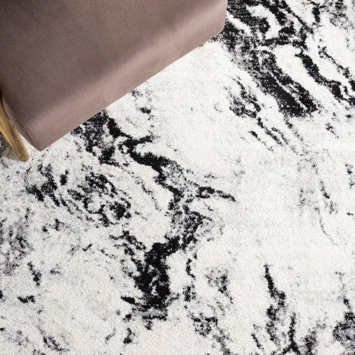 Wade Logan® Dwana Performance Ivory/Black Rug & Reviews | Wayfair