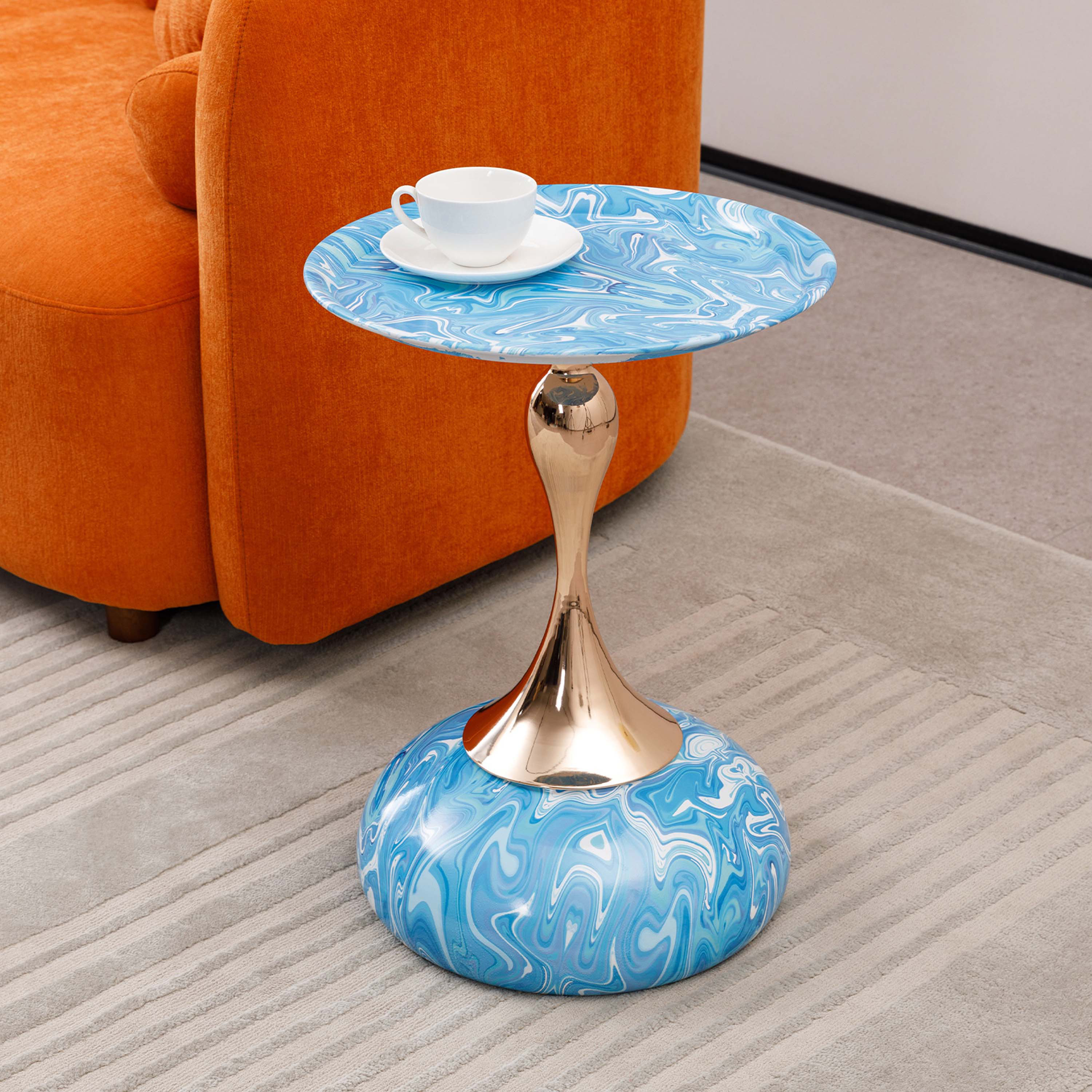 Mercer41 Mermaid Tail End Coffee Table Round Side Table, Modern Metal ...