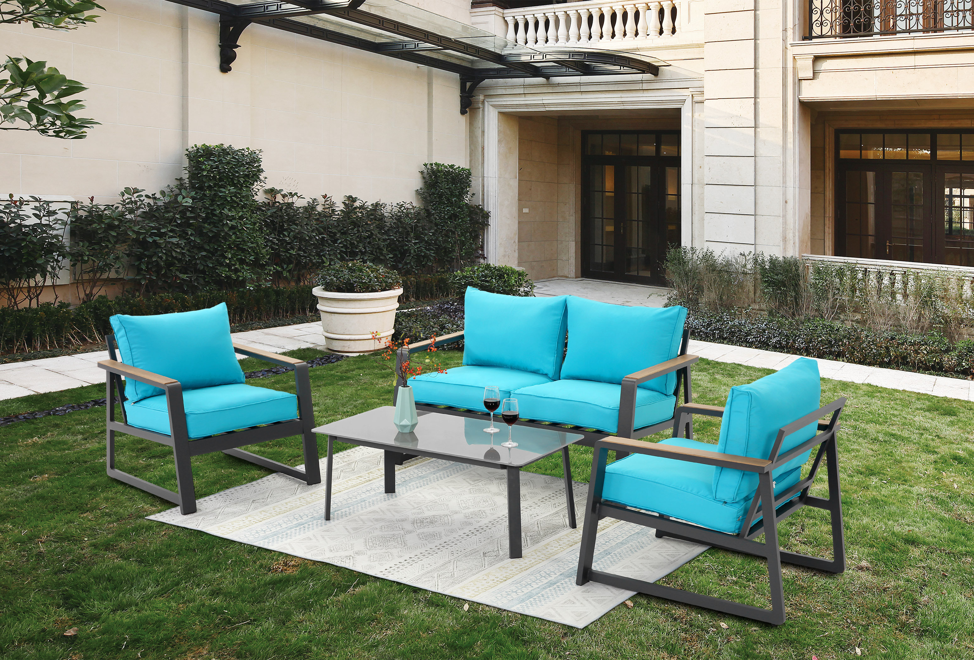 Ebern Designs 450 - Person Outdoor Seating Group with Cushions | Wayfair