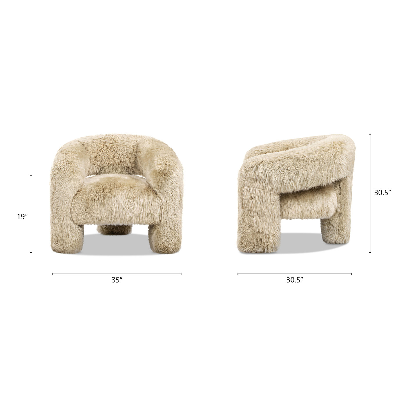 Everly Quinn Avalon 35" Genuine Sheepskin Fur Split Barrel Back Accent ...