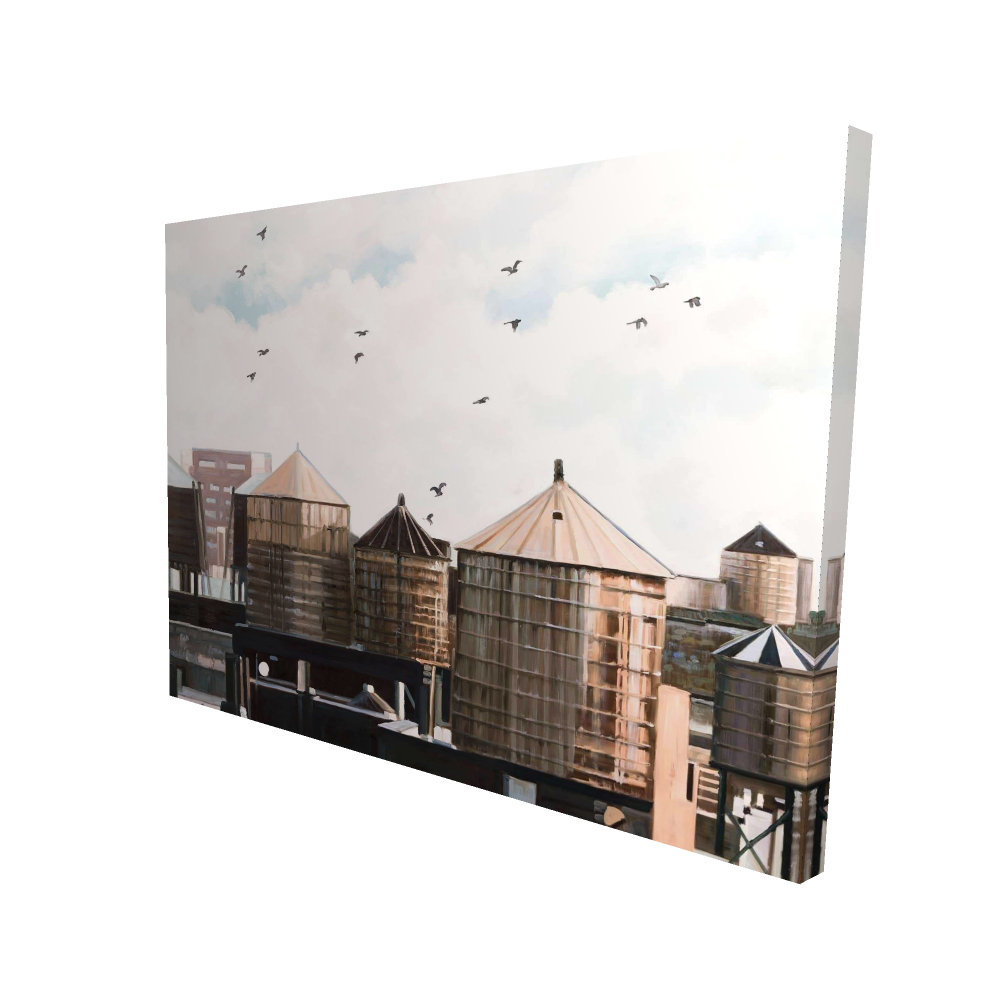 Lark Manor™ Water Towers - Gray Contemporary Canvas Home Decor Art ...