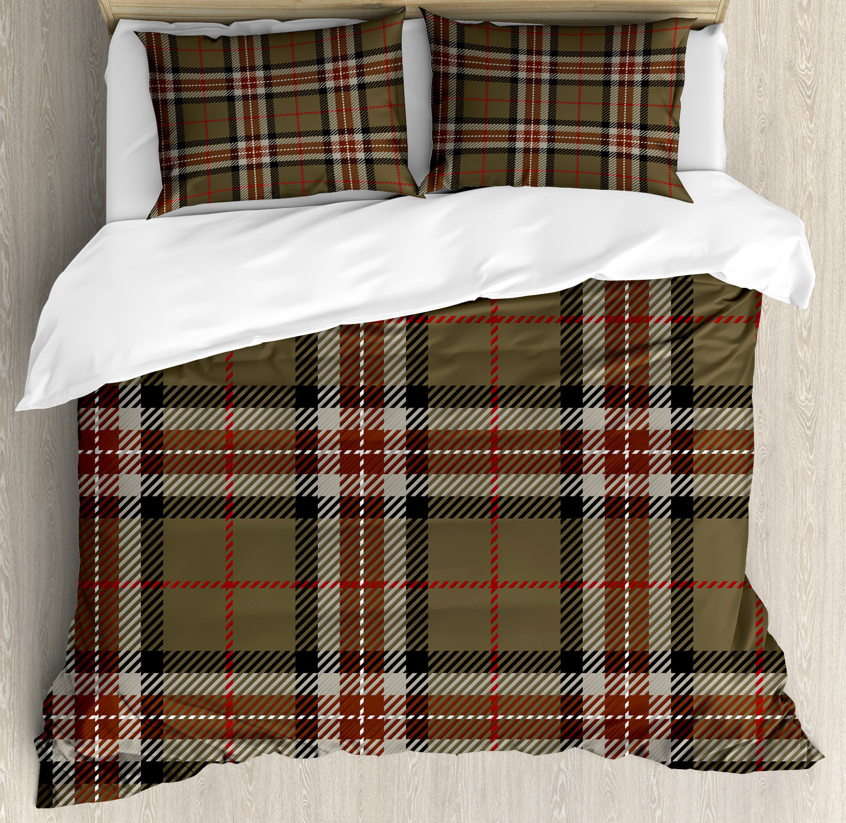 Ambesonne Checkered Duvet Cover Set, Scottish Geometric, Charcoal Grey ...