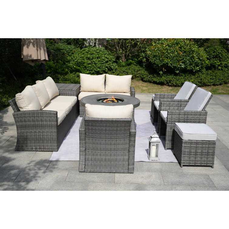 Lark Manor Areefa 10 - Person Outdoor Seating Group with Cushions ...