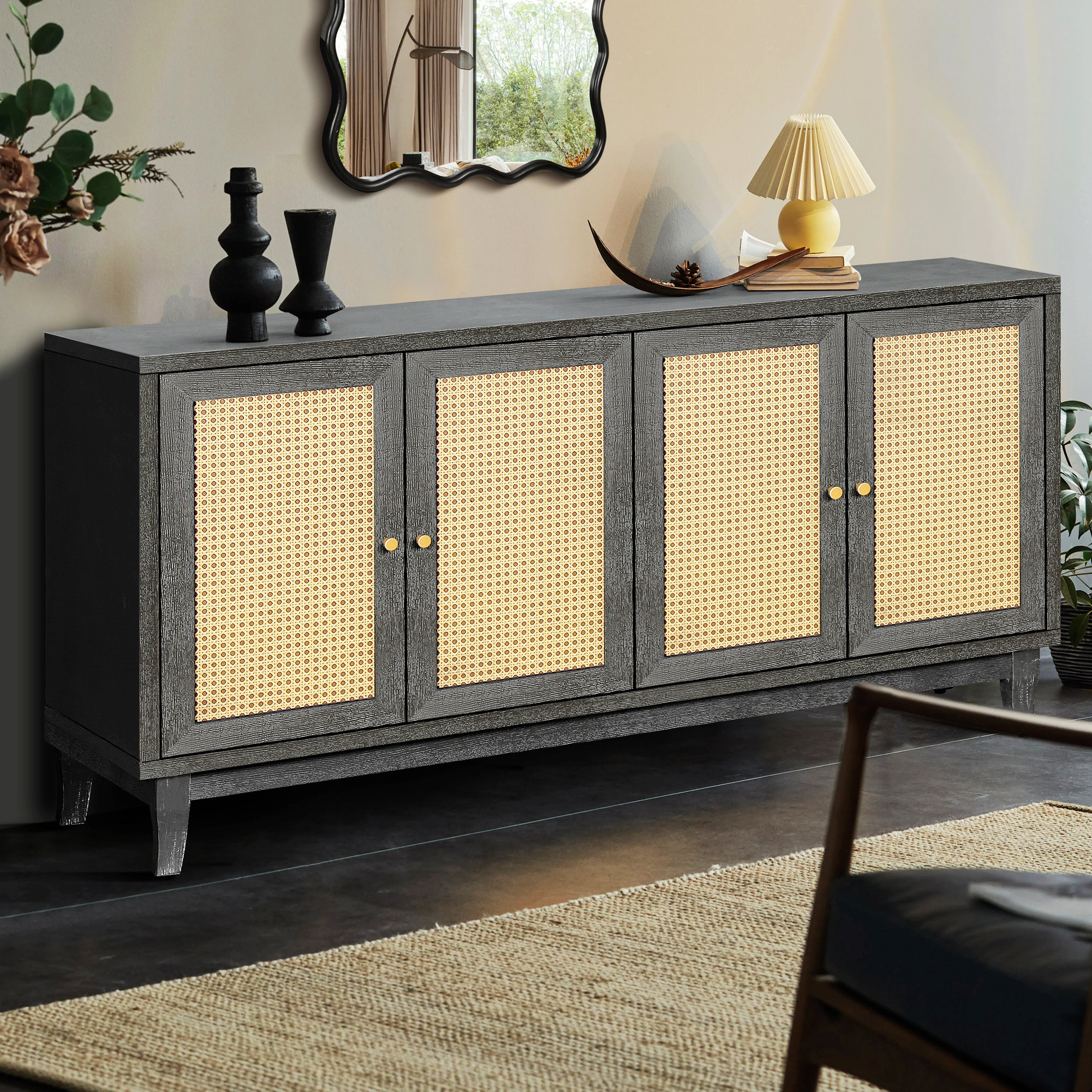 Bay Isle Home™ Rattan Sideboard Buffer Cabinet, Accent Storage Cabinet ...