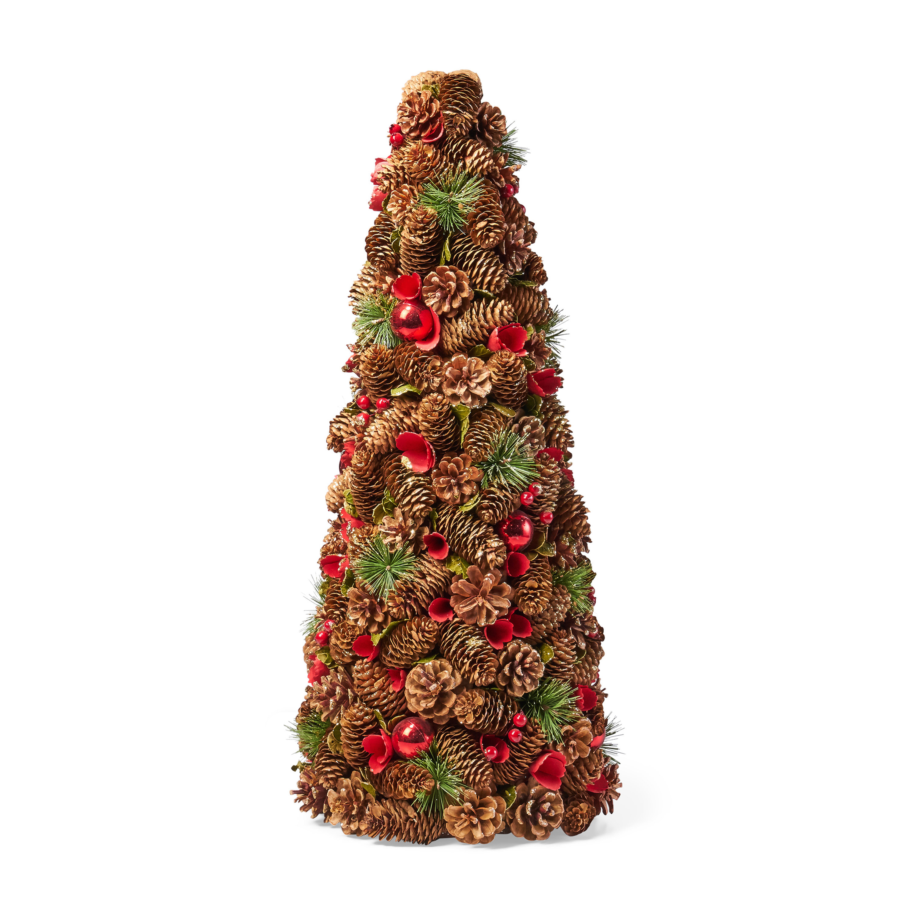 The Holiday Aisle® 26" High Mini Christmas Tree Pine Cone Table Top ...