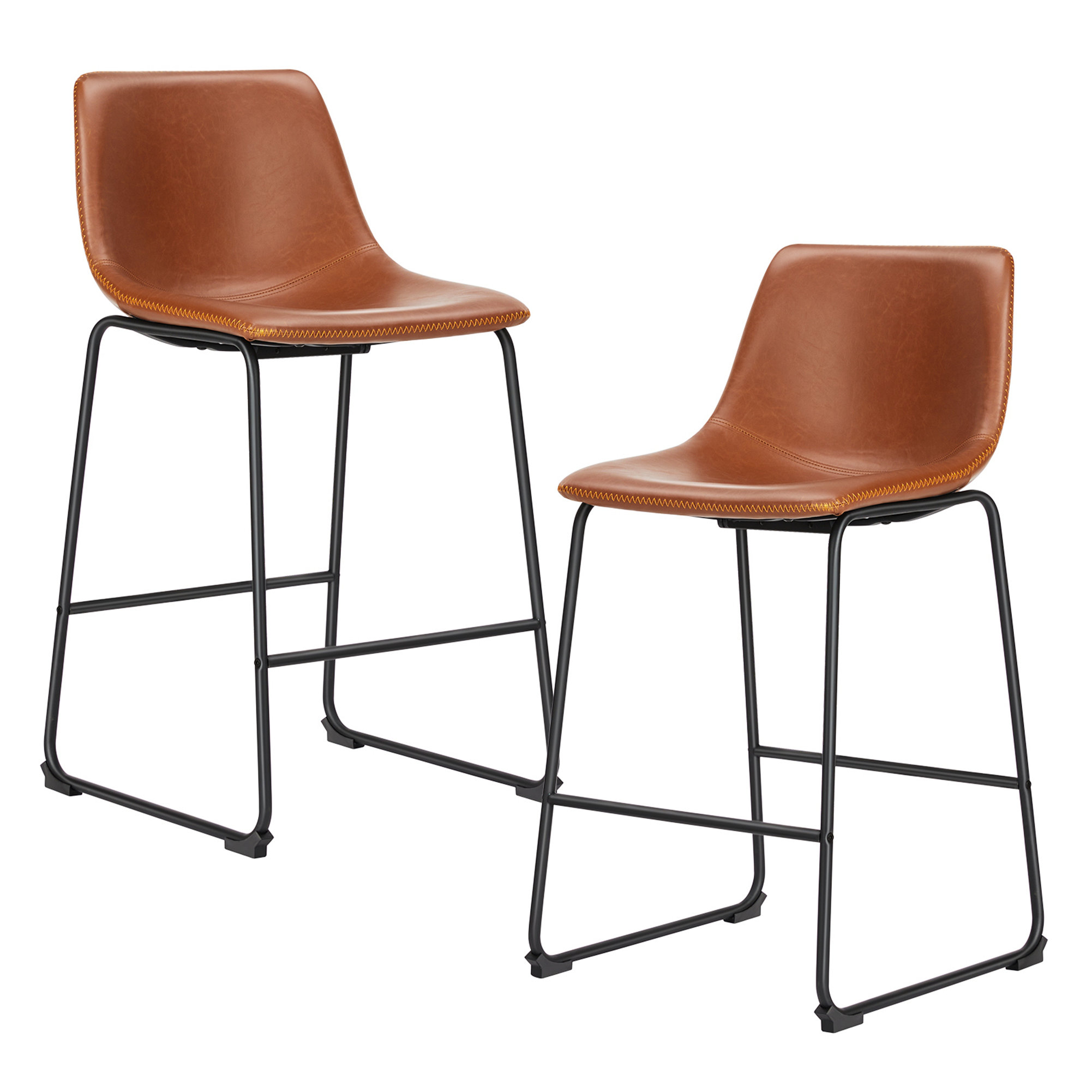 17 Stories Sweetcrispy Leather 30 Inch Leather Counter Height Bar ...