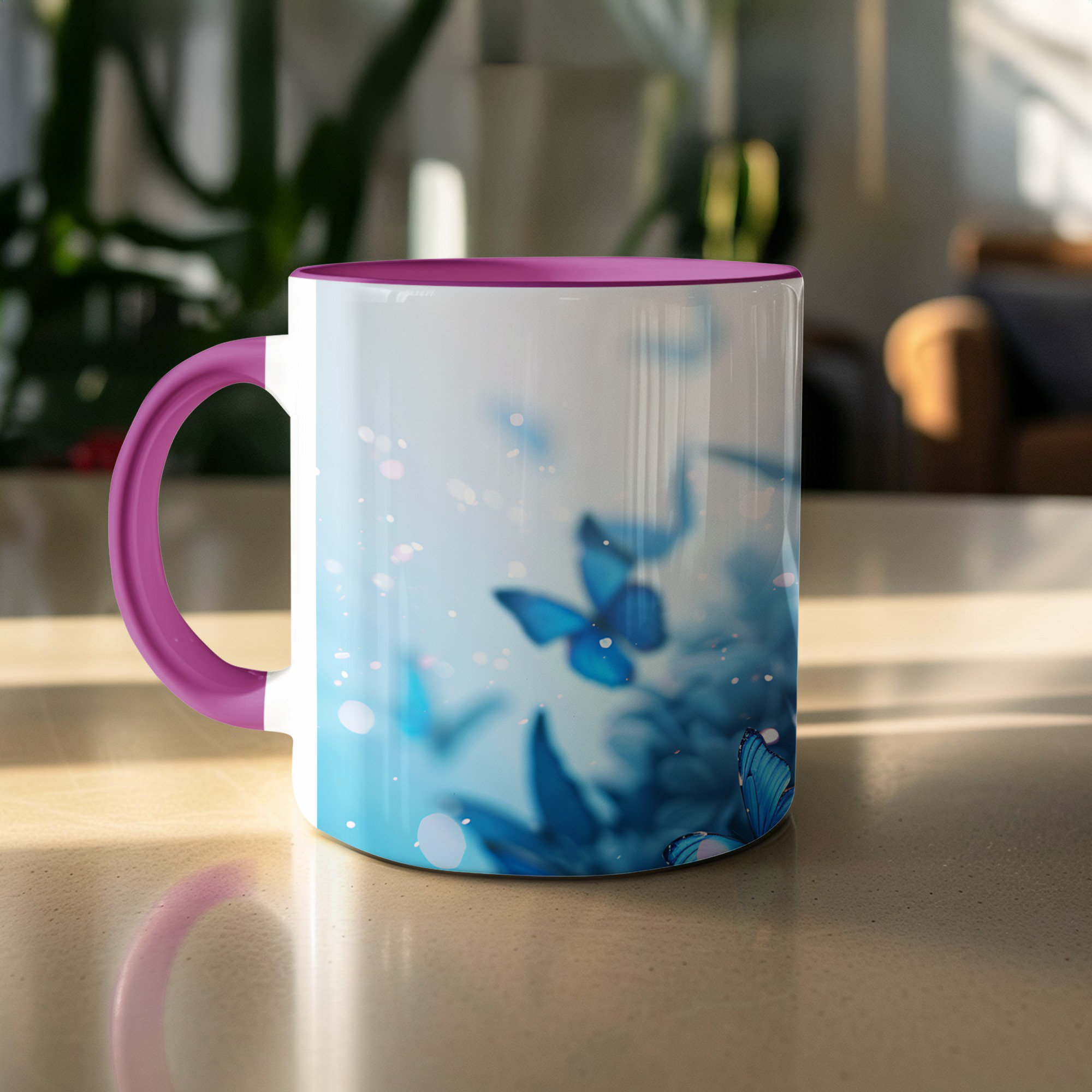 East Urban Home Butterfly Design 11oz Accent Mug – White Ceramic Coffee ...