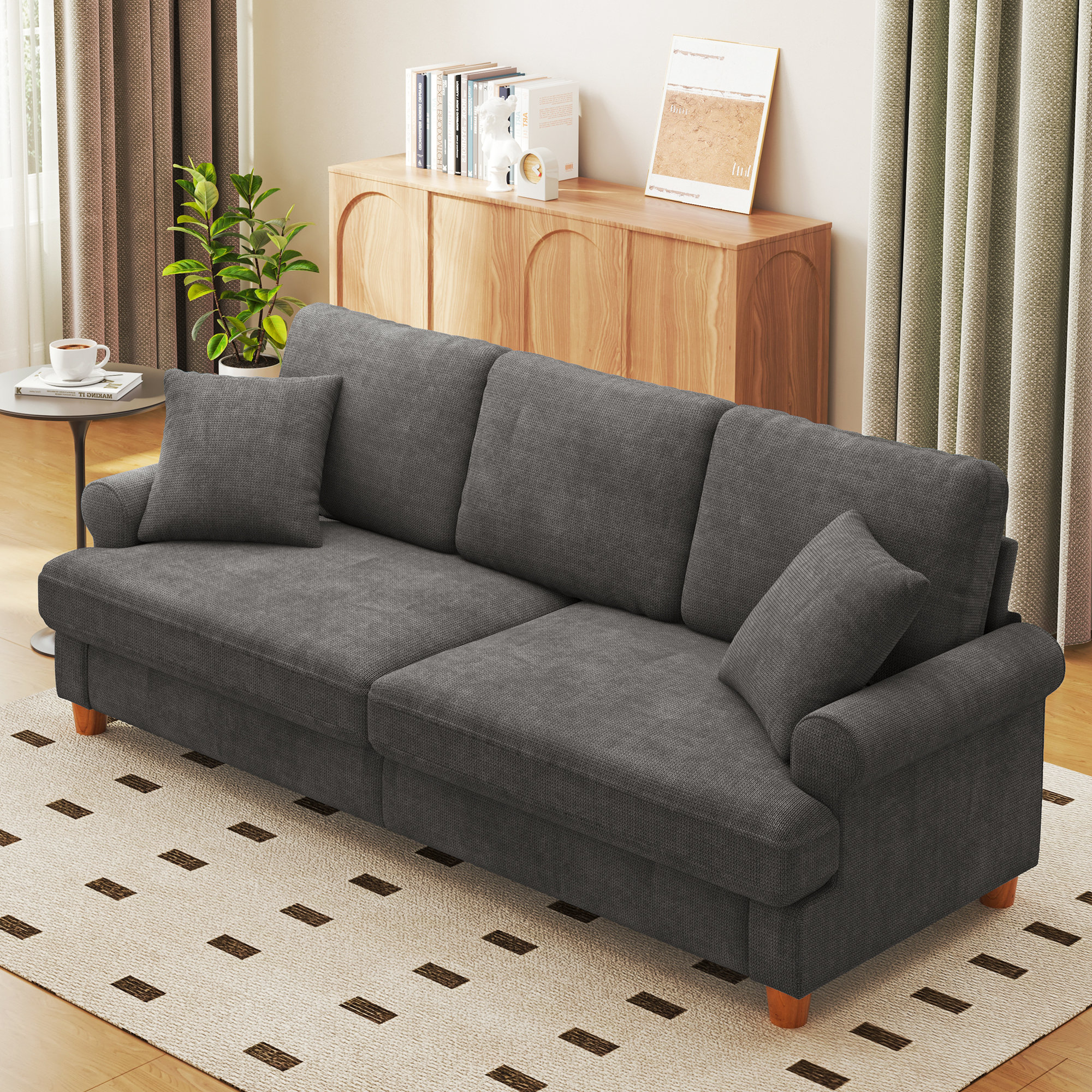 Winston Porter 86" Standard 3 seater Chenille Sofa with Pocket Spring ...