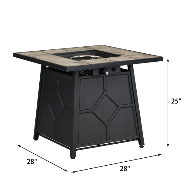 Latitude Run® 28 - Inch Square Auto Ignition Propane Gas Fire Pit Table ...