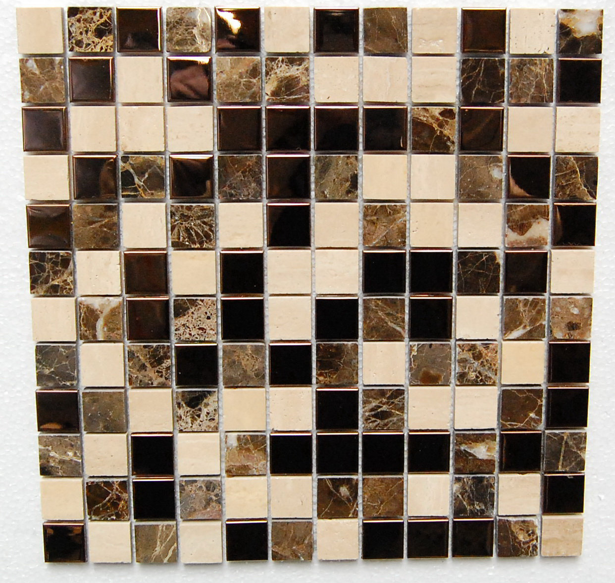 Luxsurface 1" x 1" Marble/Metal Grid Mosaic Wall Tile - Wayfair Canada