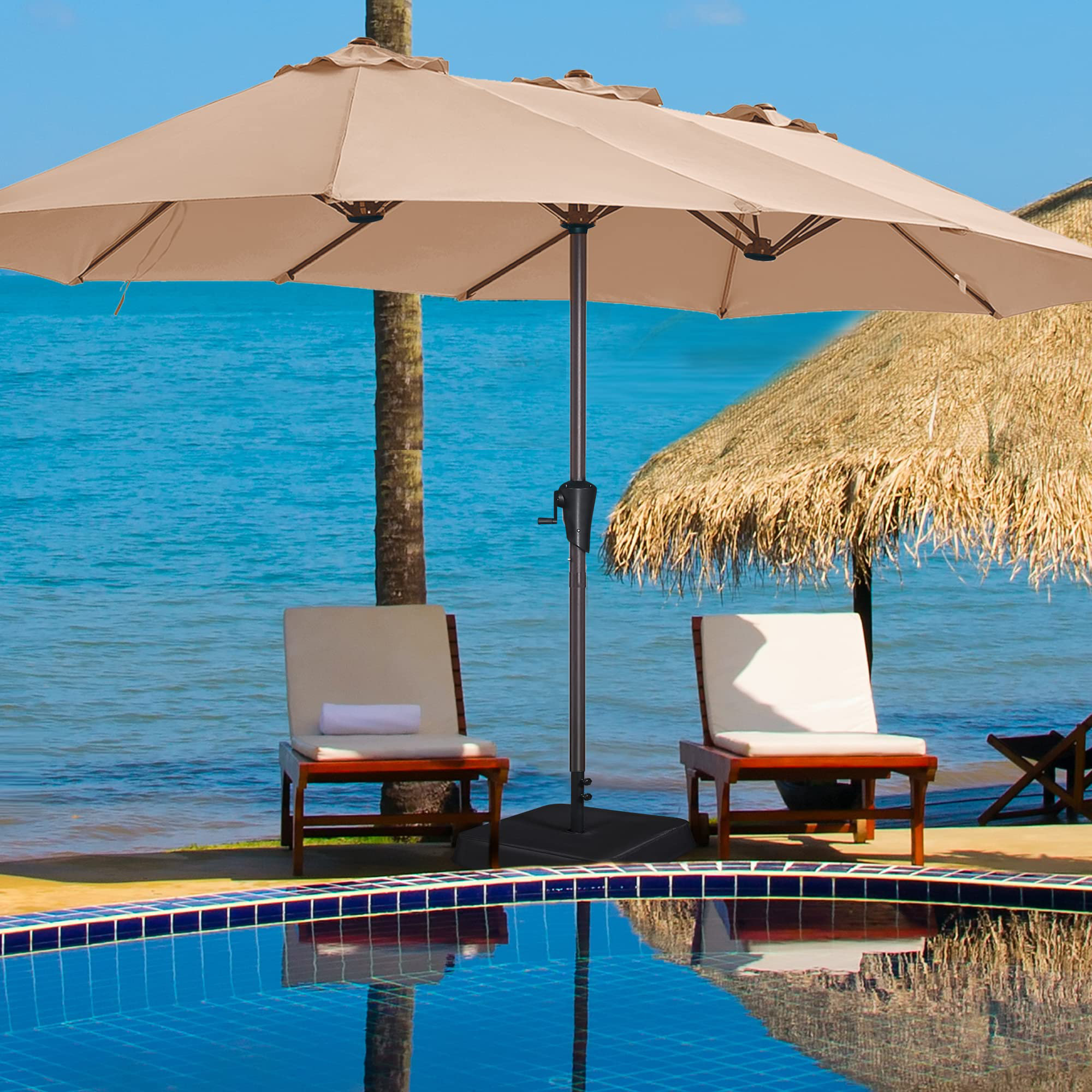 Arlmont & Co. 13FT Outdoor Umbrella For Patio, Double Sided Pool ...