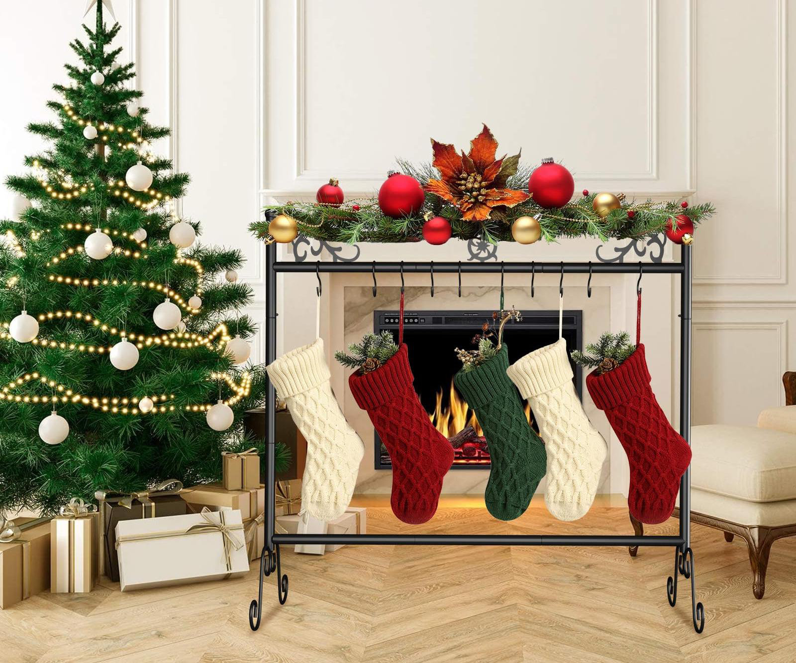 ZAALBA 10-Hook Christmas Stocking Holder Stand | Wayfair