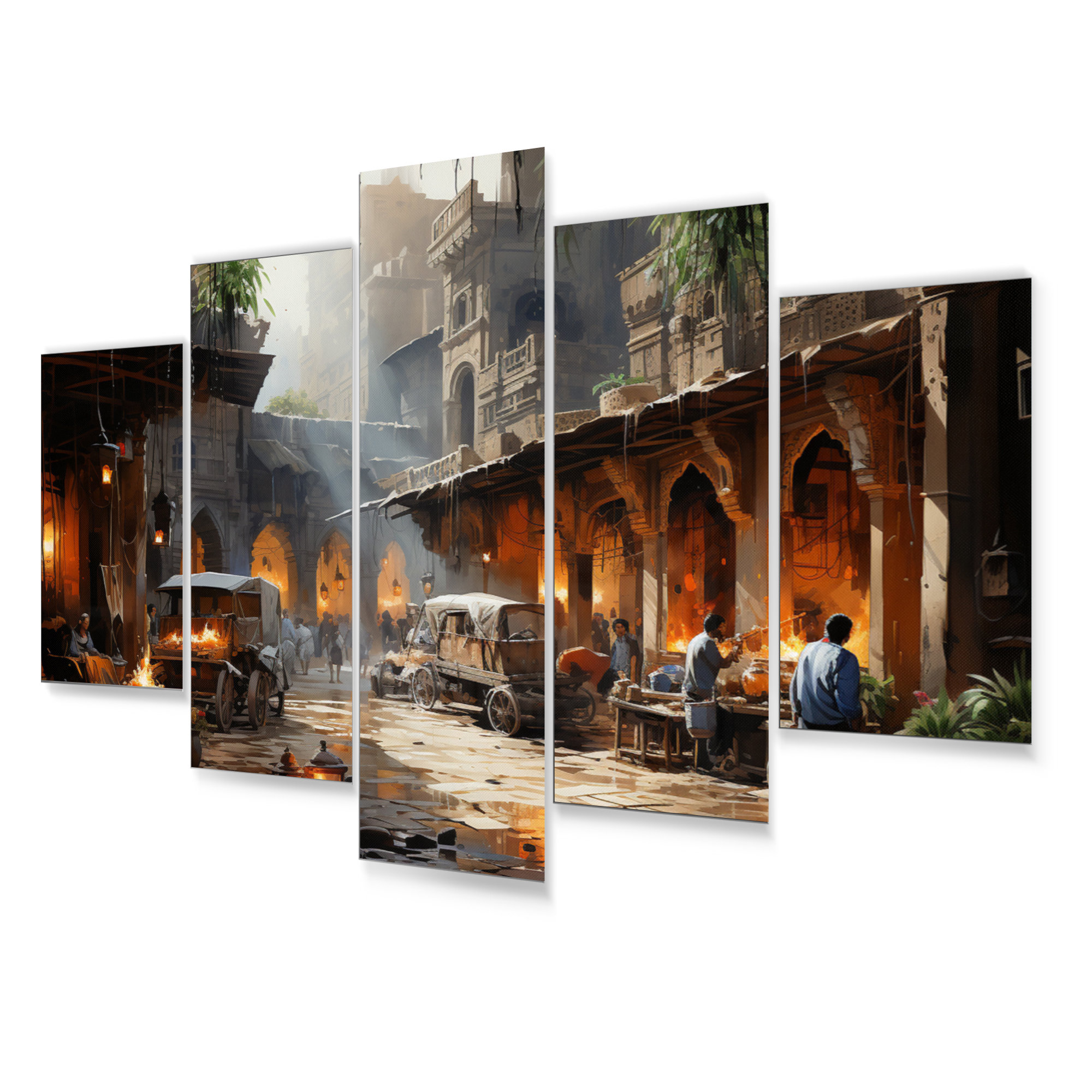 DesignArt Egypt Market Bazaar - Egypt Metal Wall Art Prints Set ...