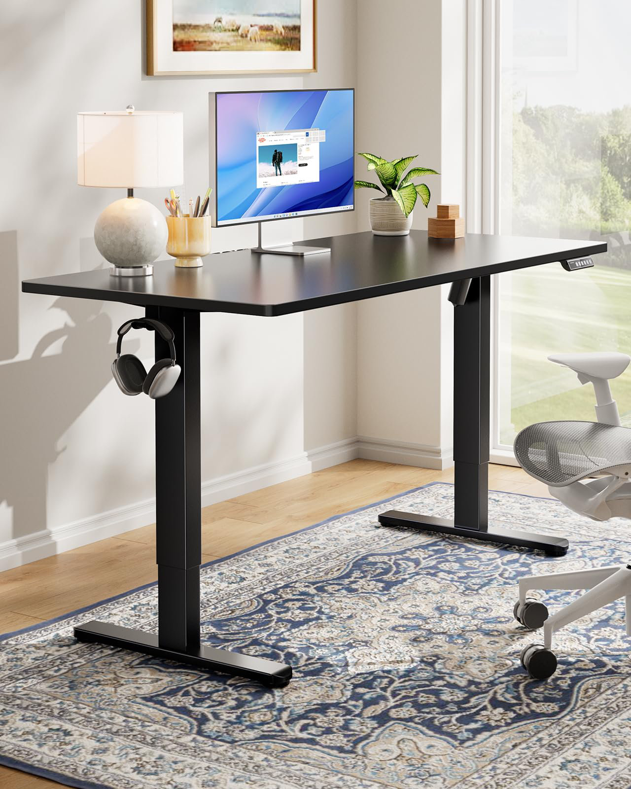 Inbox Zero Electric Standing Desk, Adjustable Height Computer Desk ...