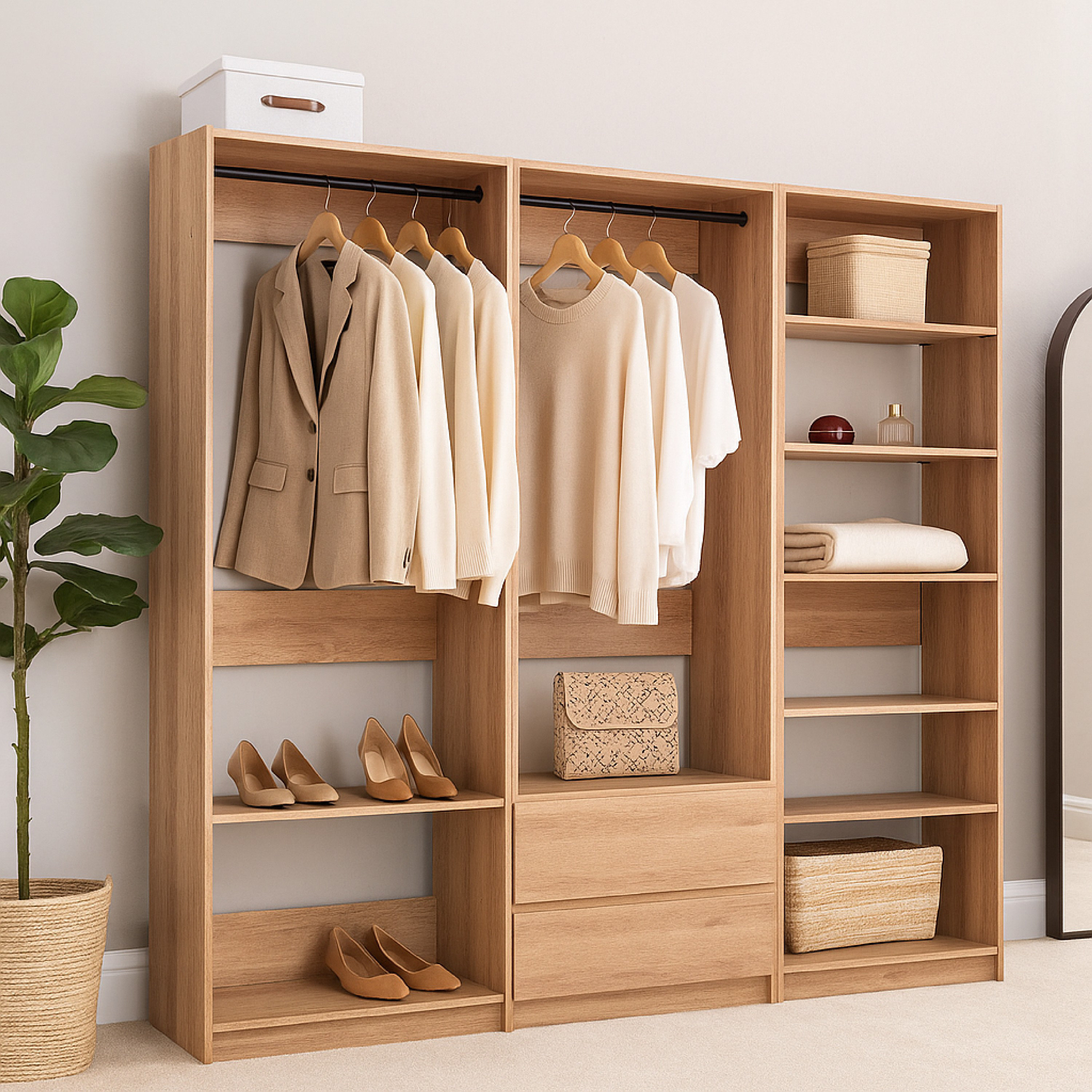 Benjara Dee Walk In Closet Modular Freestanding Storage 9 Shelf 2 ...