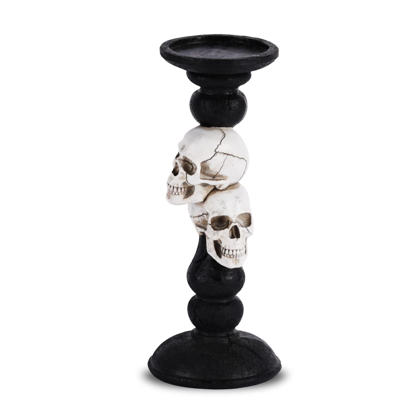 The Holiday Aisle® Skull Candlestick Holder for 3-Inch Pillar Candles ...