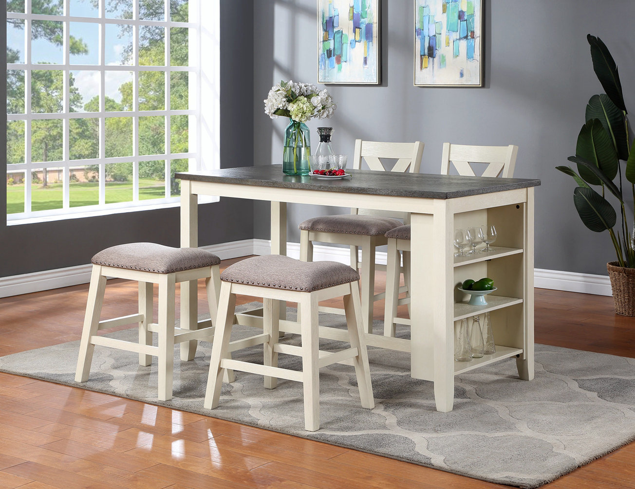 Gracie Oaks Modern Casual 1pc Counter Height High Dining Table w ...