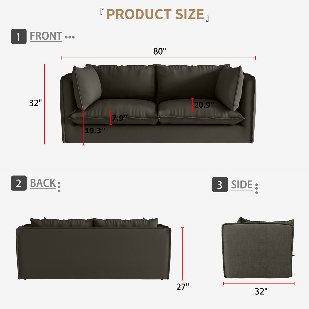 Latitude Run® Laurianna 80 Inch Down Sofa Down Filled Couches for ...
