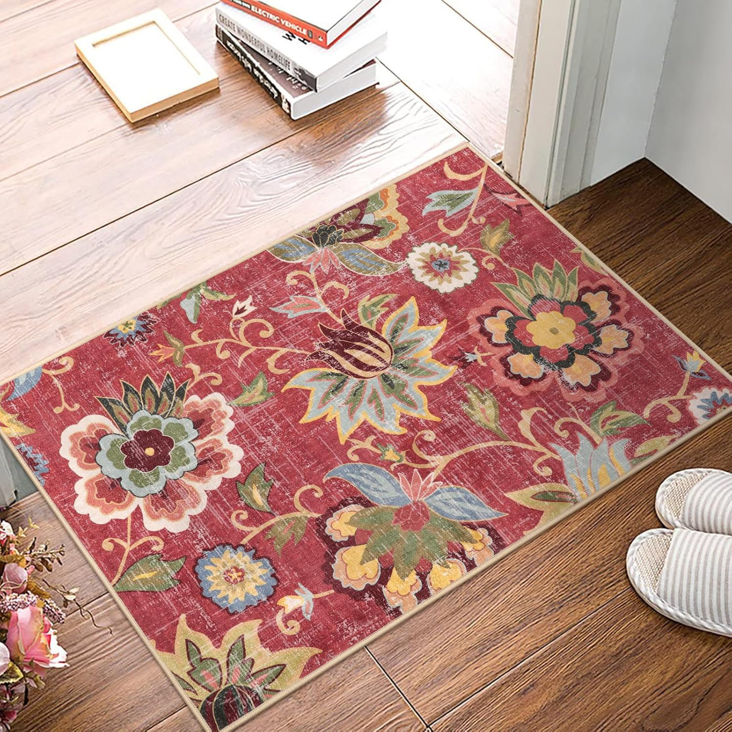 Lark Manor™ Floral Kitchen Rug Non Slip | Wayfair