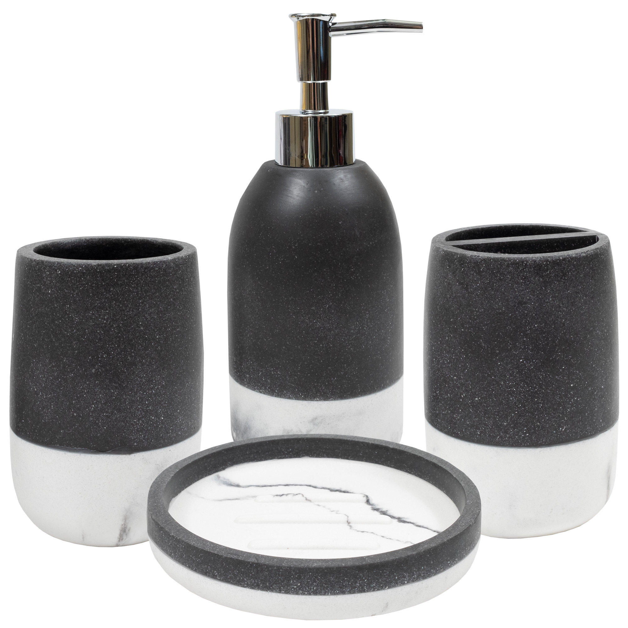 Latitude Run® Kalaysia Marbleized 4 Piece Bathroom Accessory Set | Wayfair