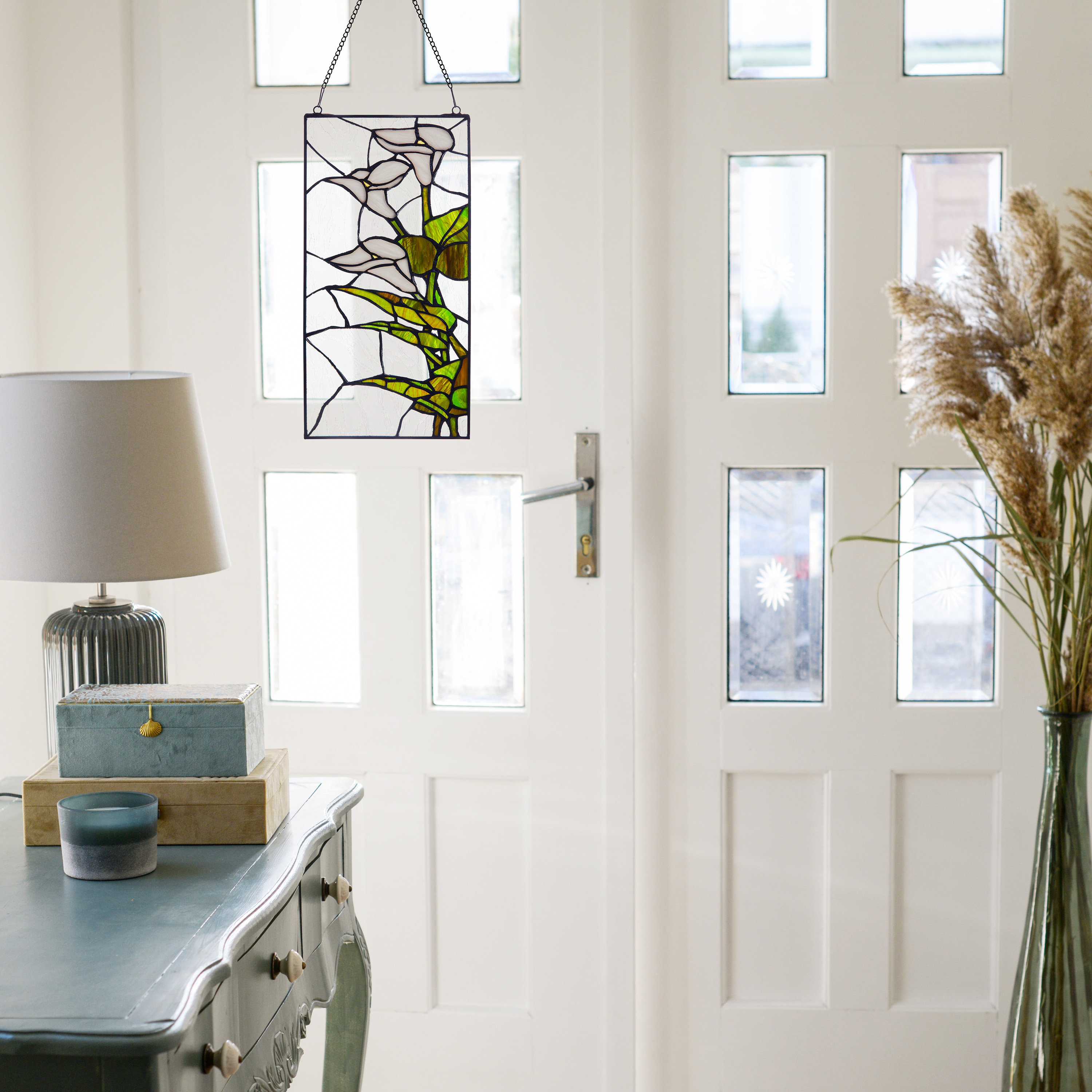 Winston Porter 16" H Calla Lilies Design Stained Glass Window Panel ...