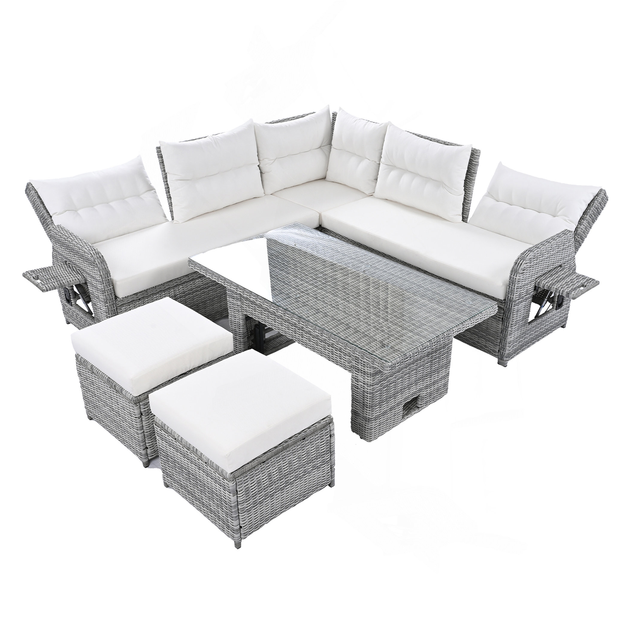 17 Stories Outdoor Furniture Set Patio Rattan Furniture Set with an ...