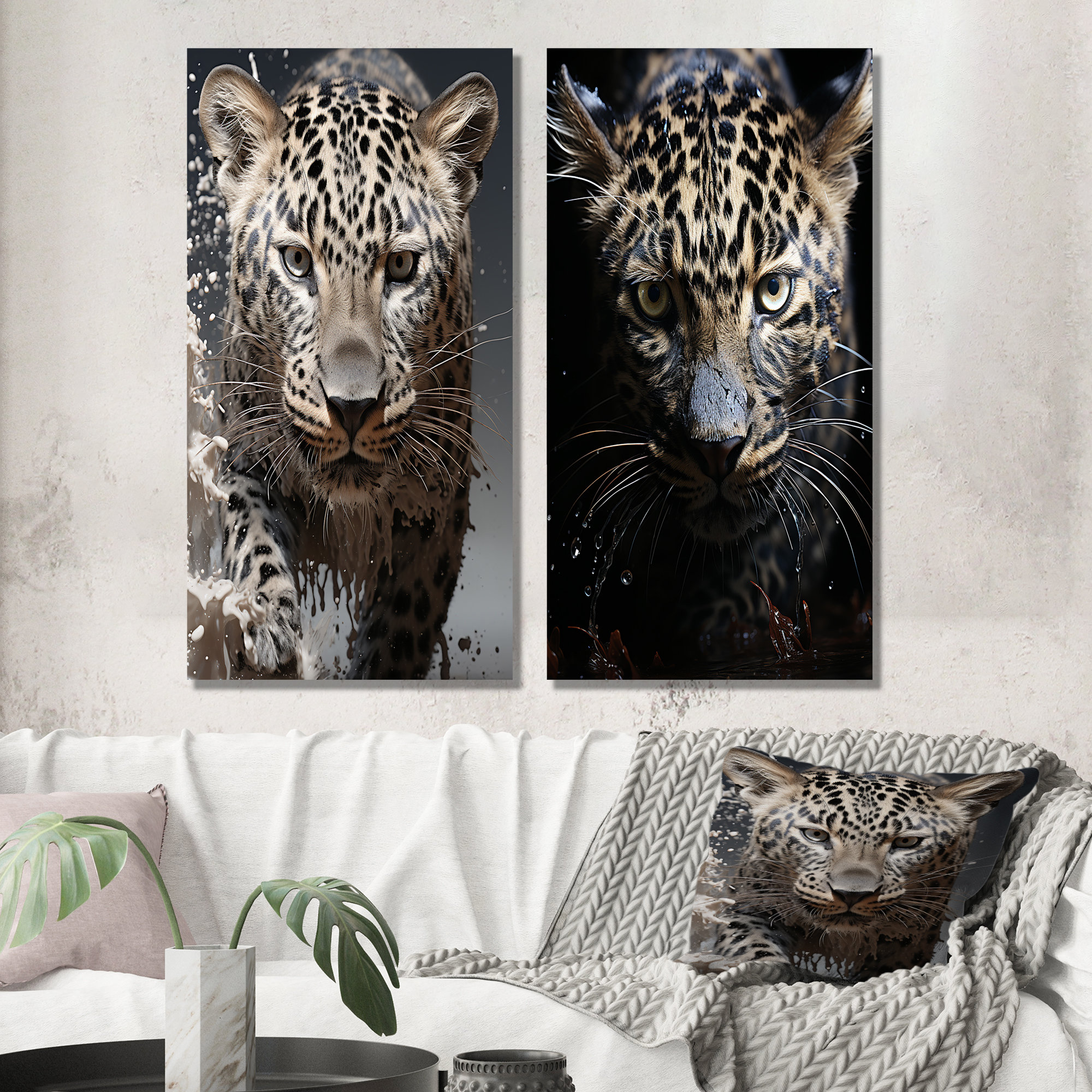 Latitude Run® Leopard Mysterious Hunter - Leopard Canvas Wall Art Set ...
