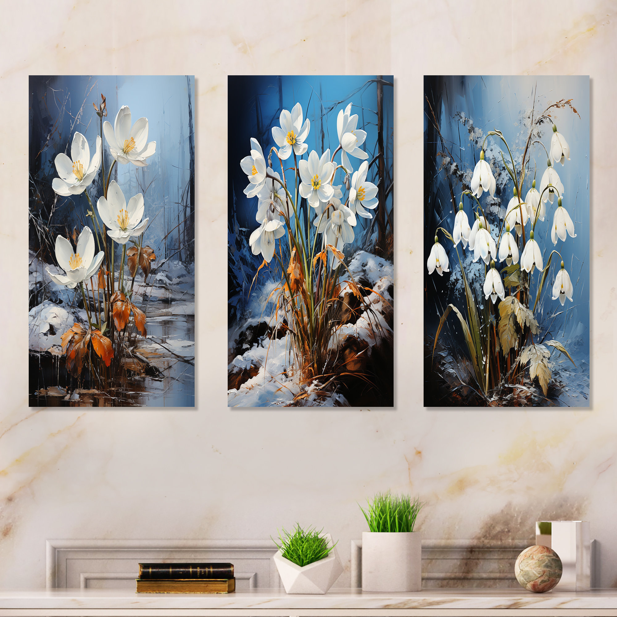 Lark Manor Green Snowdrops Winter Flowers - Snowdrops Metal Wall Decor ...